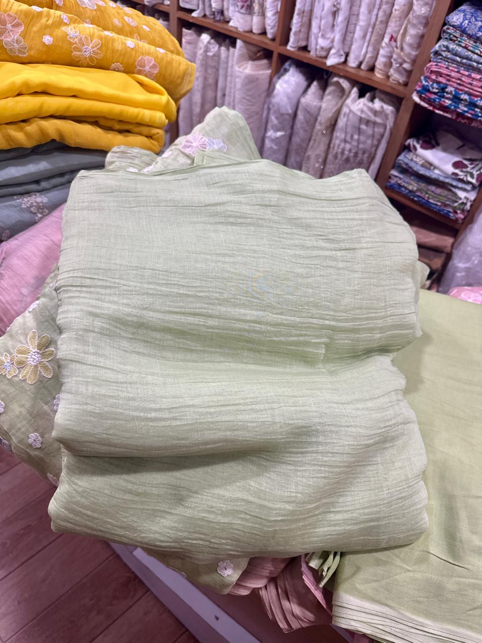 FPMC - Mul Chanderi Plain (Pastel Green) - Grace Boutique